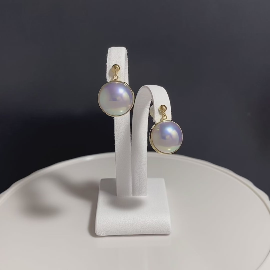 奄美の輝き®×虹珠 マベ真珠 12mm K18イエローゴールド巻ピアス1227 – 奄美パール